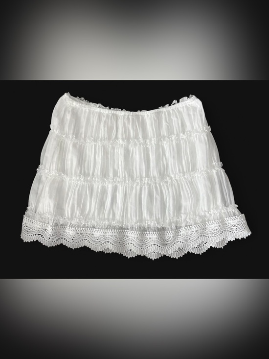 Unbranded | Skirts | White Tiered Mini Skirt With Lace Trim | Poshmark
